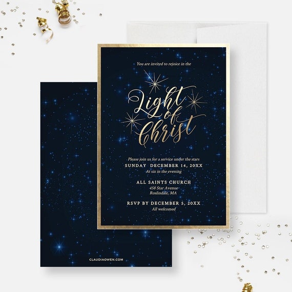 Religious Party Invitation Editable Template Light of Christ - Etsy