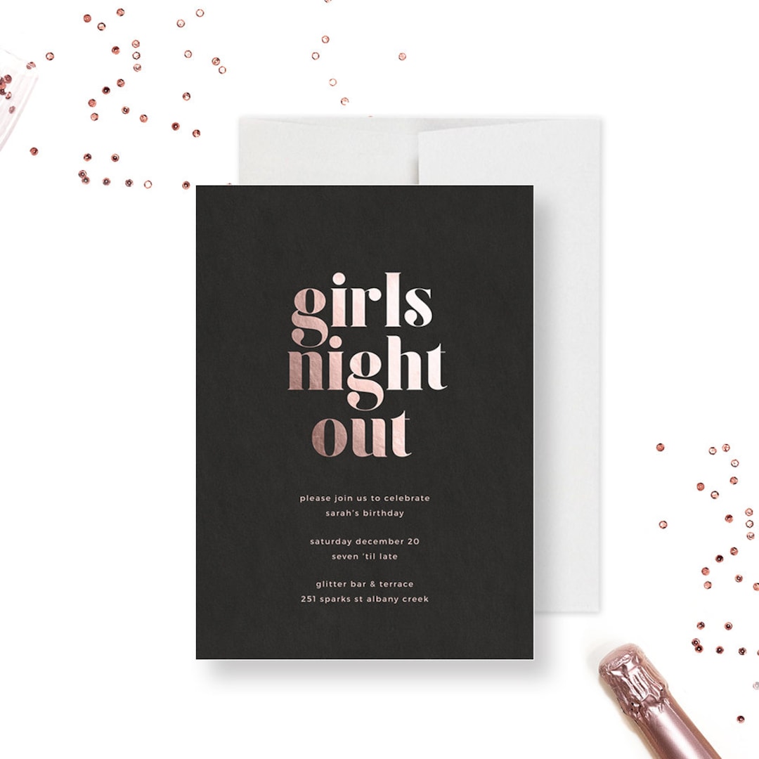 Girls Night Out Party Invitation Template, Elegant Bachelorette ...
