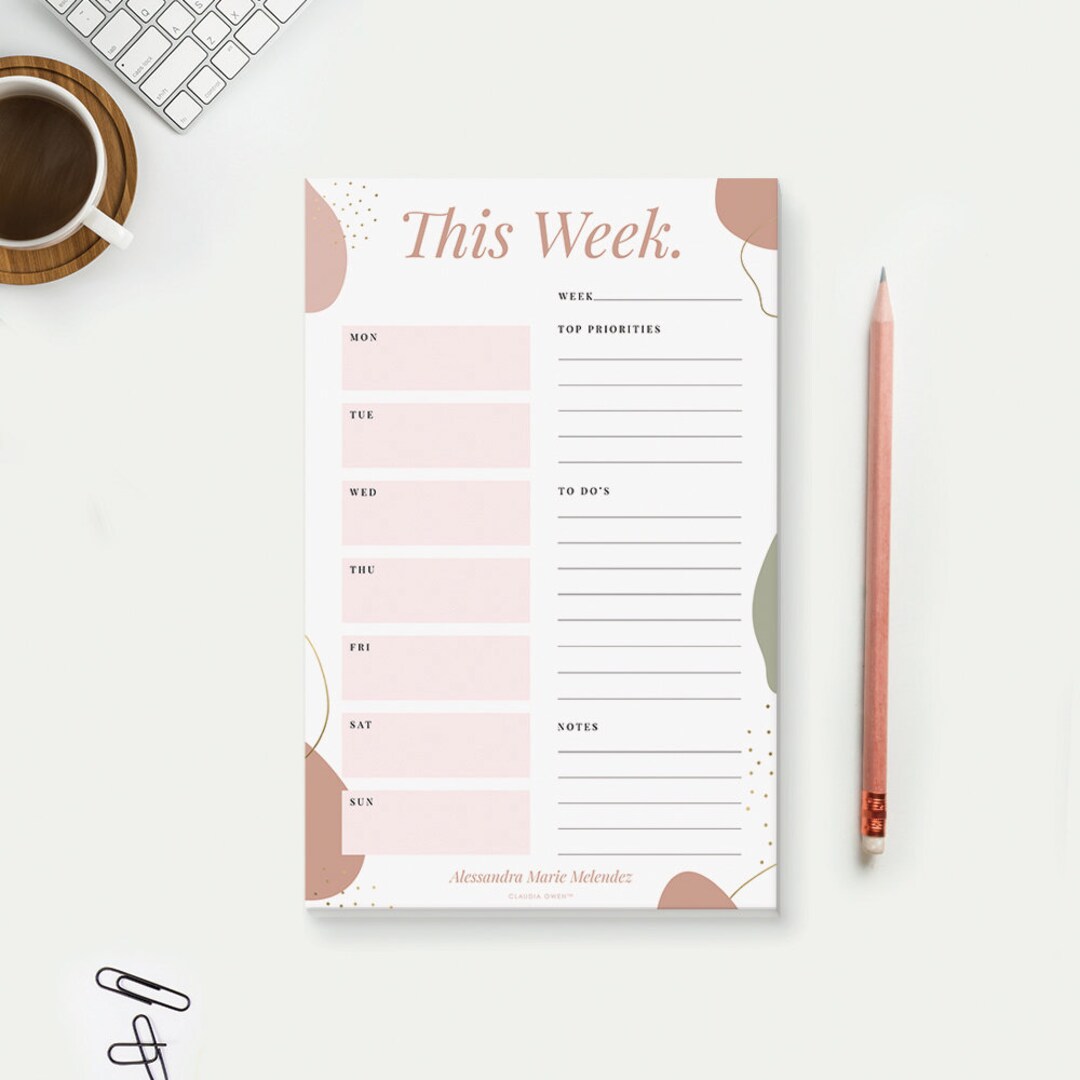 Weekly Planner Notepad, Personalized Weekly Agenda to Do List, Office ...