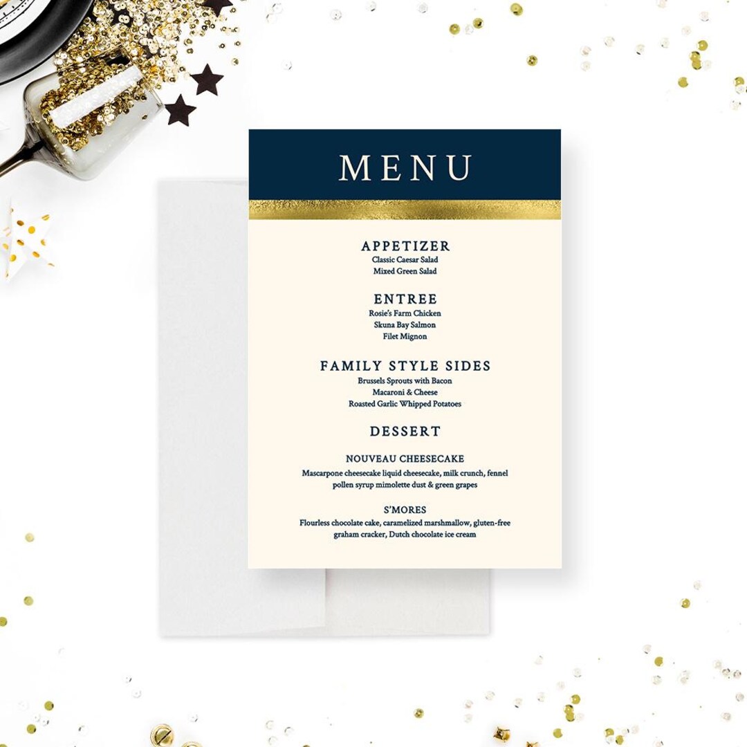 Elegant Editable Menu Card, Printable Menu Template Digital Download ...