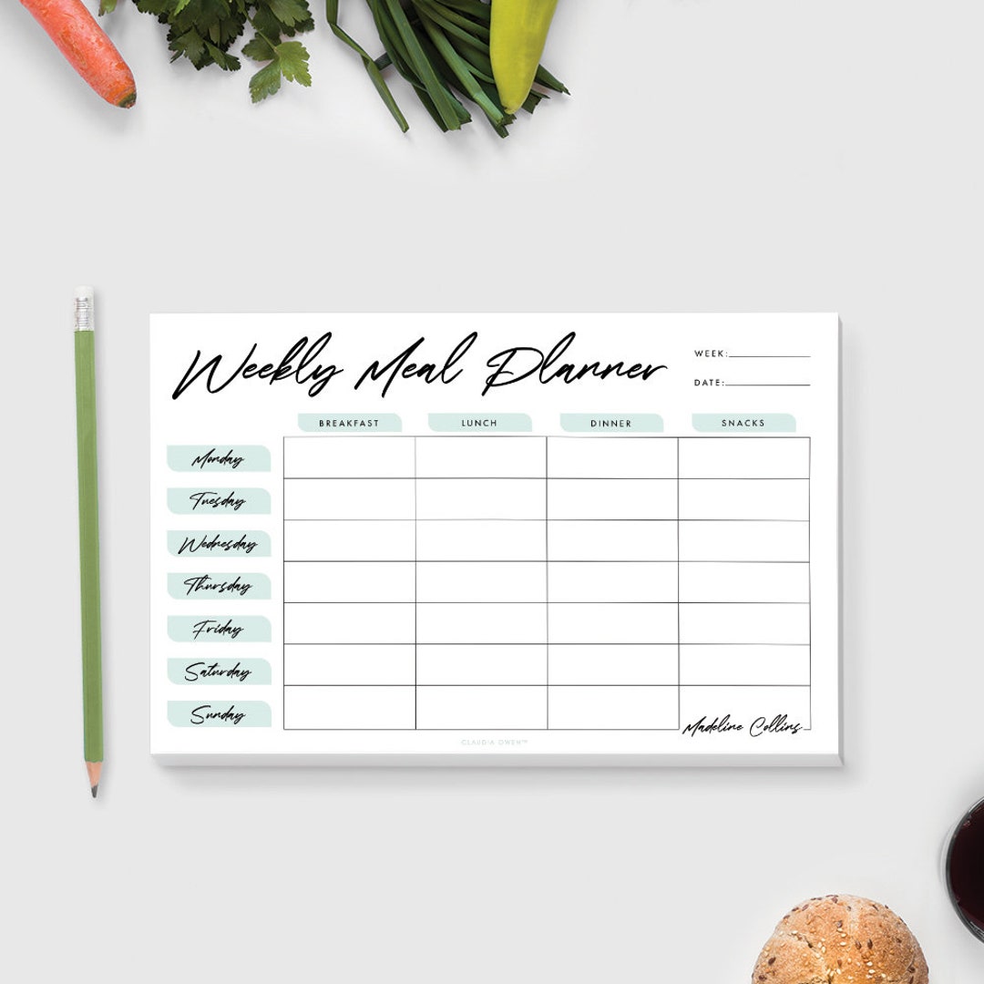 Personalized Notepad Cooking Plan Weekly Meal Planner Notepad, Meal ...