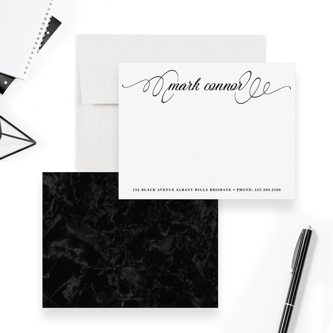 Elegant Calligraphy Personalized Note Card for Men and Women, Classy ...