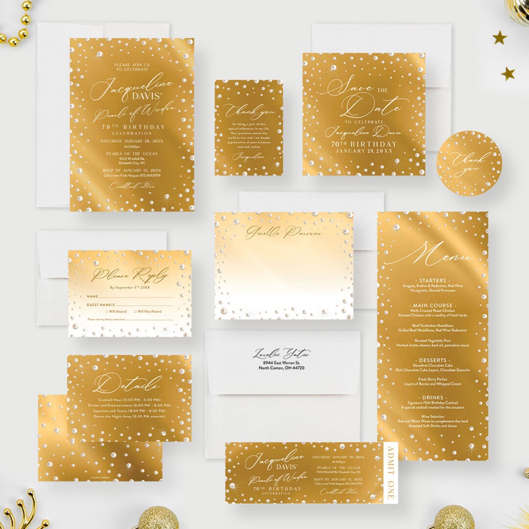 Peal Womens Birthday Party Invitation Card, Peals of Wisdom Invite Card ...