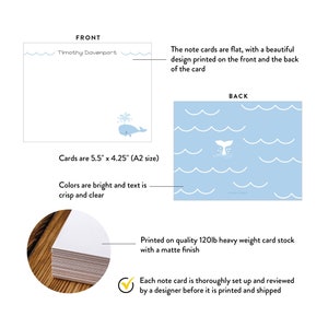Whale Note Cards Baby Boy Stationery Sea Custom Note Card, Kids ...