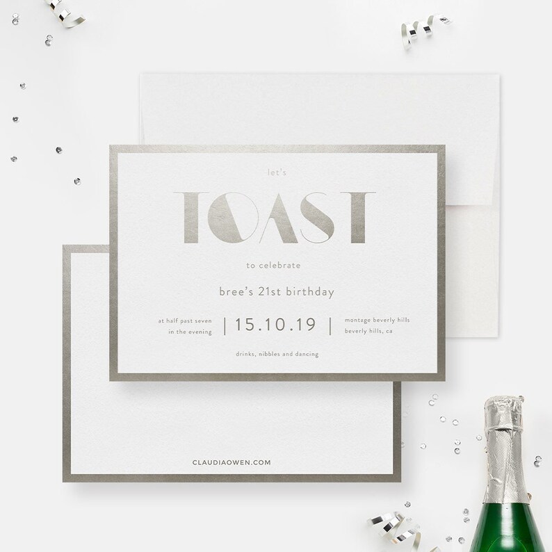 Let's Toast Birthday Party Invitation Cocktail Party - Etsy