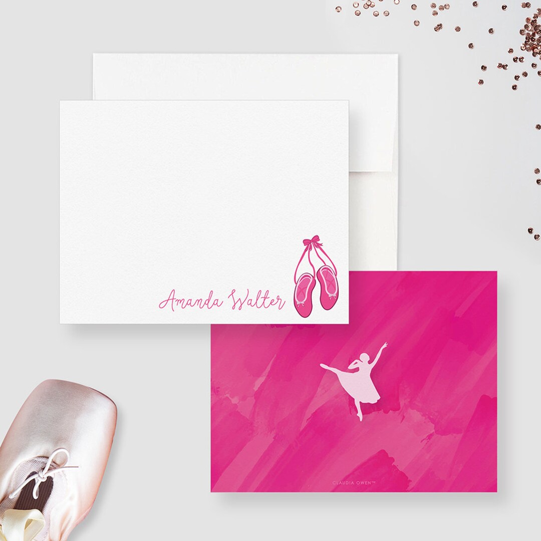 Personalized Ballerina Note Card, Cute Stationary for Girls, Ballet ...