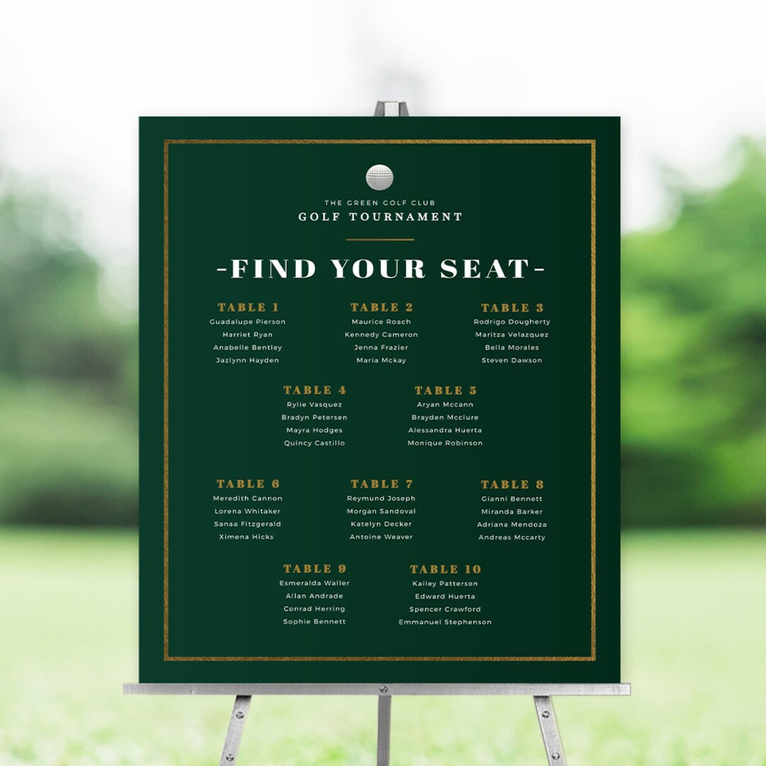 Golf Table Seating Chart Seating Sign Editable Template Golf - Etsy