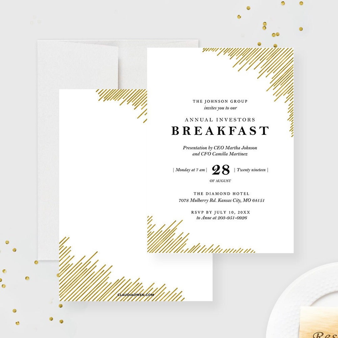 Formal Breakfast Meeting Invitation, Elegant Corporate Work Invites ...