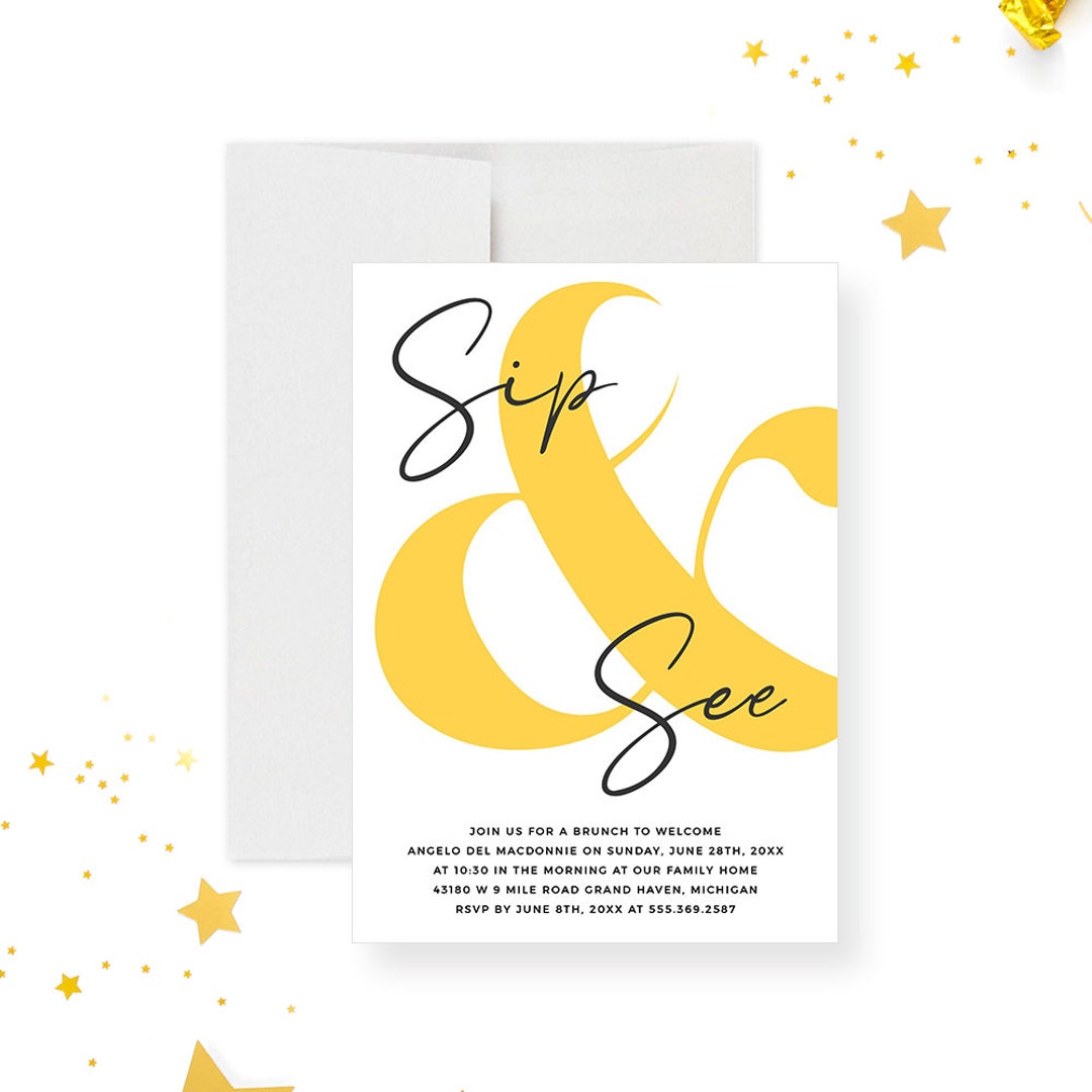 Sip and See Invitation Digital Download, Baby Brunch Invitation ...