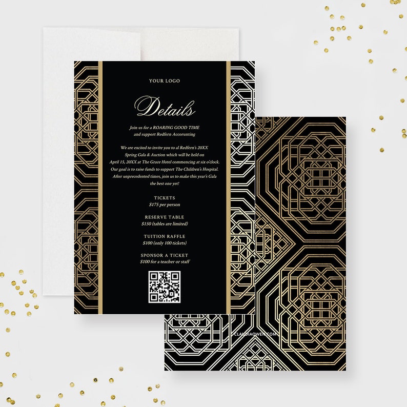 Gala Party Invitation Menu Selection Card Editable Template | Etsy