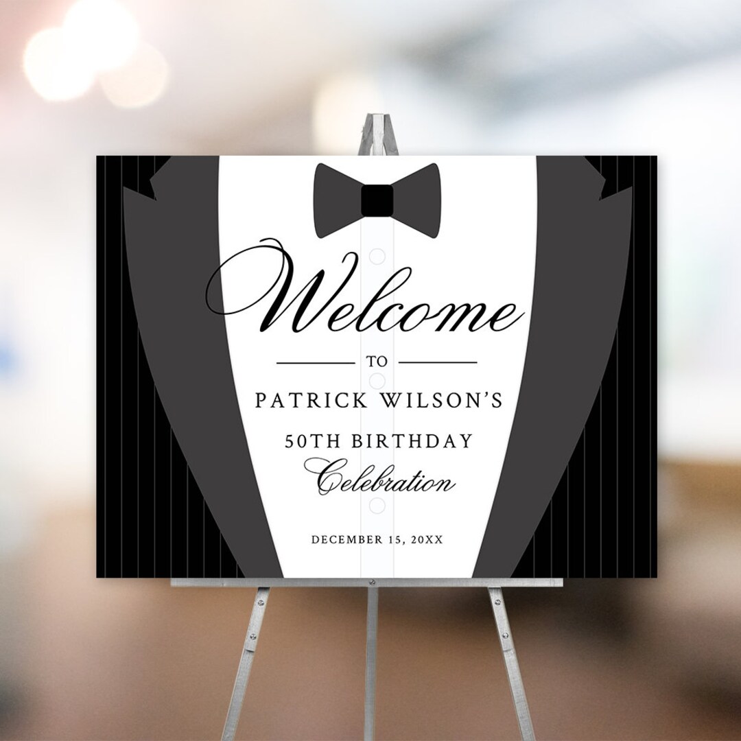 Black Tie Party Welcome Sign Editable Template, Printable Sign Instant ...