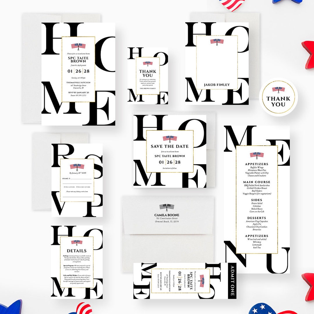 Welcome Home Party Invitation Card With US Flag, Military Homecoming ...