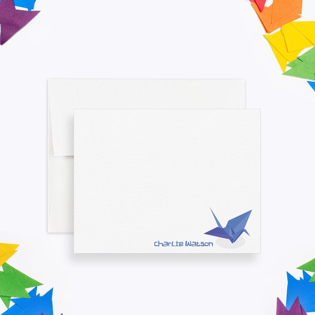 Personalized Origami Note Card Set Custom Paper Crane Stationery Gift ...
