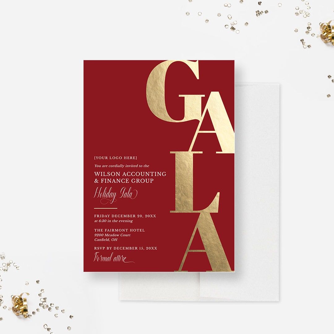 Christmas Gala Party Invitation Template, Maroon Corporate Business ...