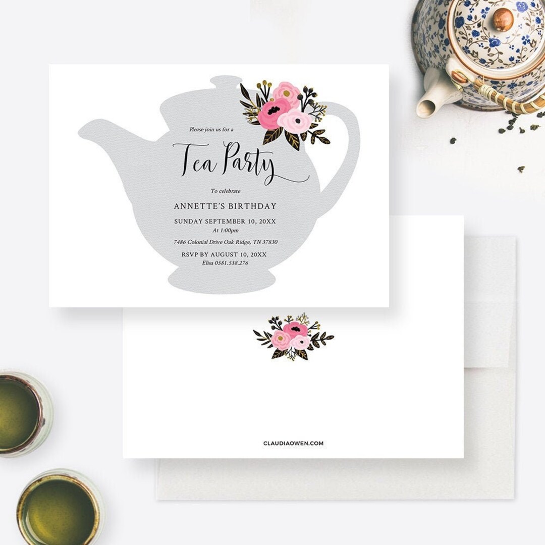 High Tea Birthday Party Invitation Editable Template Bridal - Etsy