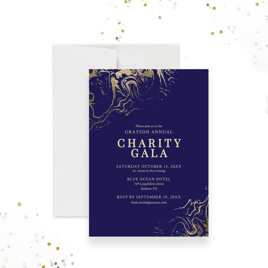 Charity Gala Company Invitation Editable Template, Business Digital ...