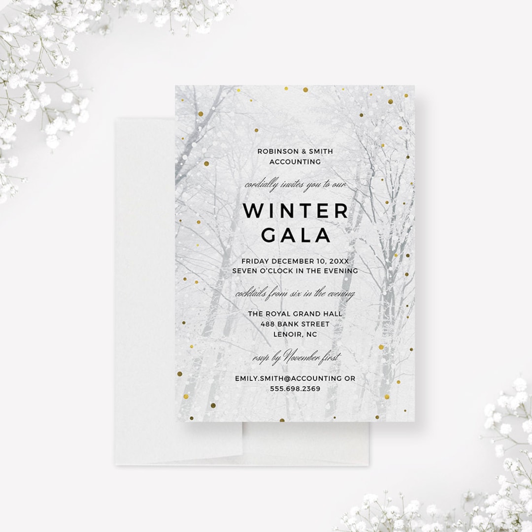 Winter Gala Party Invitation Template, Winter Wonderland Digital ...