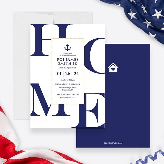 US Navy Welcome Home Party Invitation Editable Template - Etsy