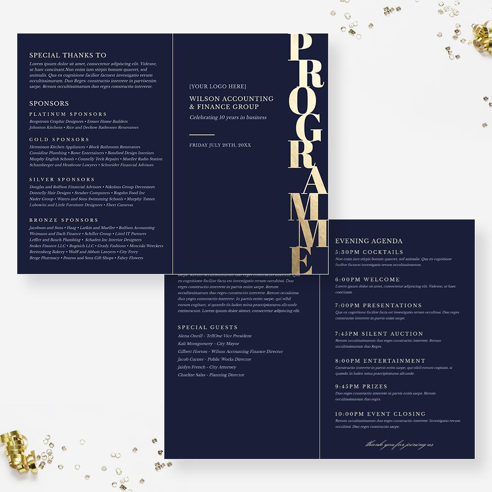 Programme Template Digital Download, Elegant Event Flyer for Business ...