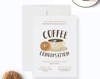 Coffee and Connection Networking Invitation Editable Template, Coffee ...