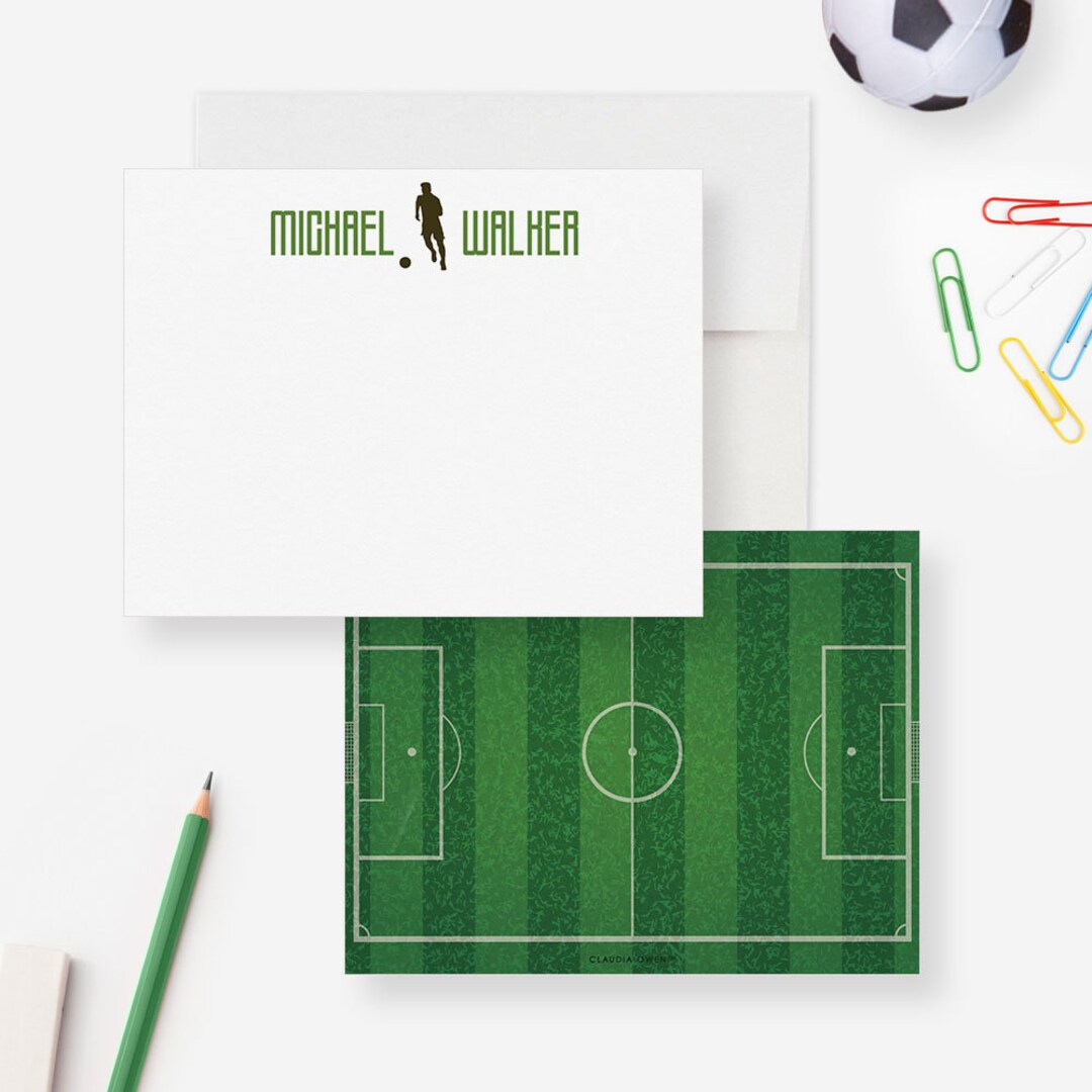 Soccer Note Cards for Men and Boys, Soccer Stationery Set, Soccer ...