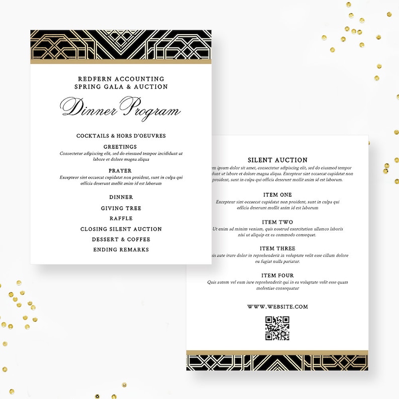 Gala Party Invitation, Menu Selection Card Editable Template, Insert ...