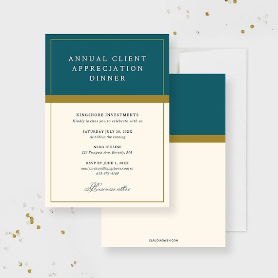 Business Dinner Party Invitation Editable Template Formal | Etsy