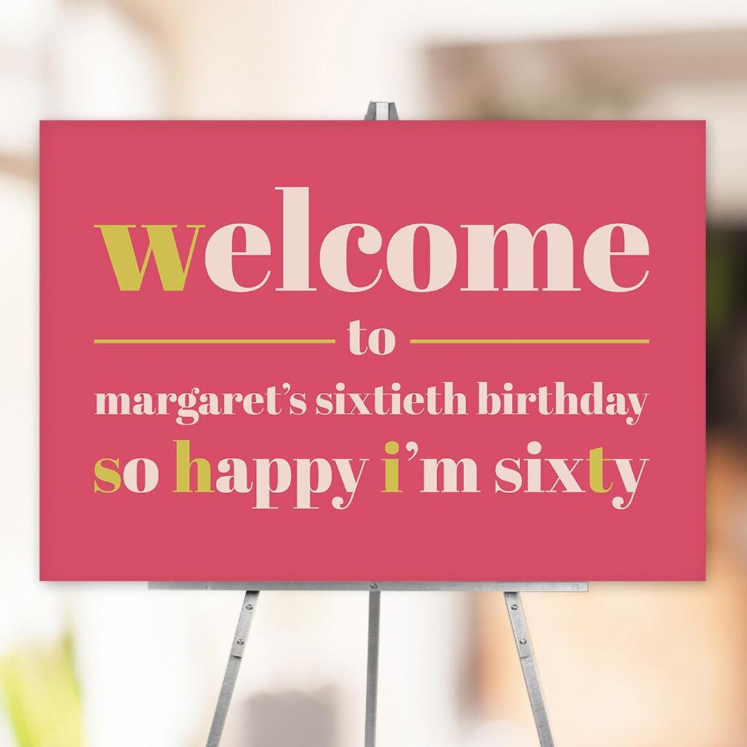 So Happy I'm Sixty Printed Welcome Sign, Funny 60th Birthday Party ...