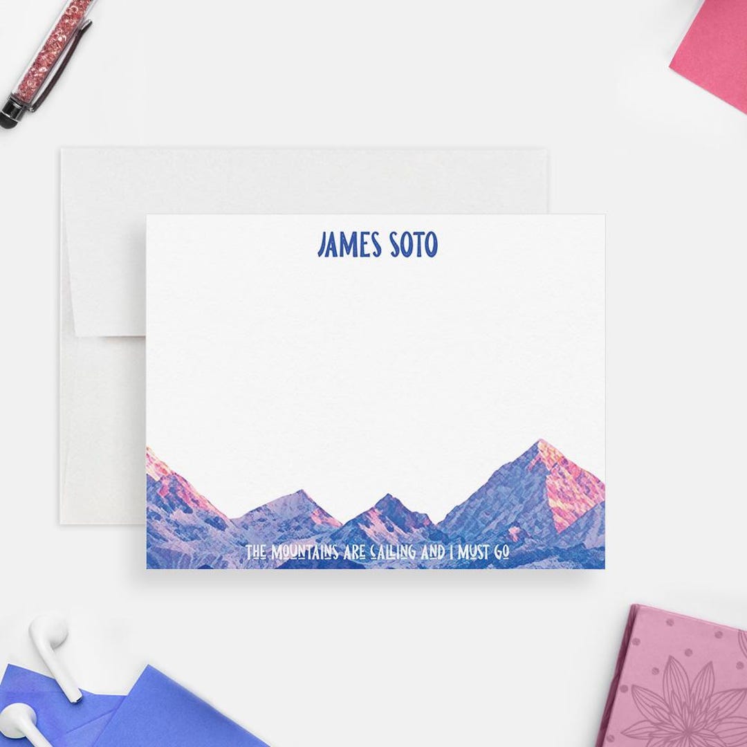 Mountain Themed Note Card Set the Mountains Are Calling Custom ...