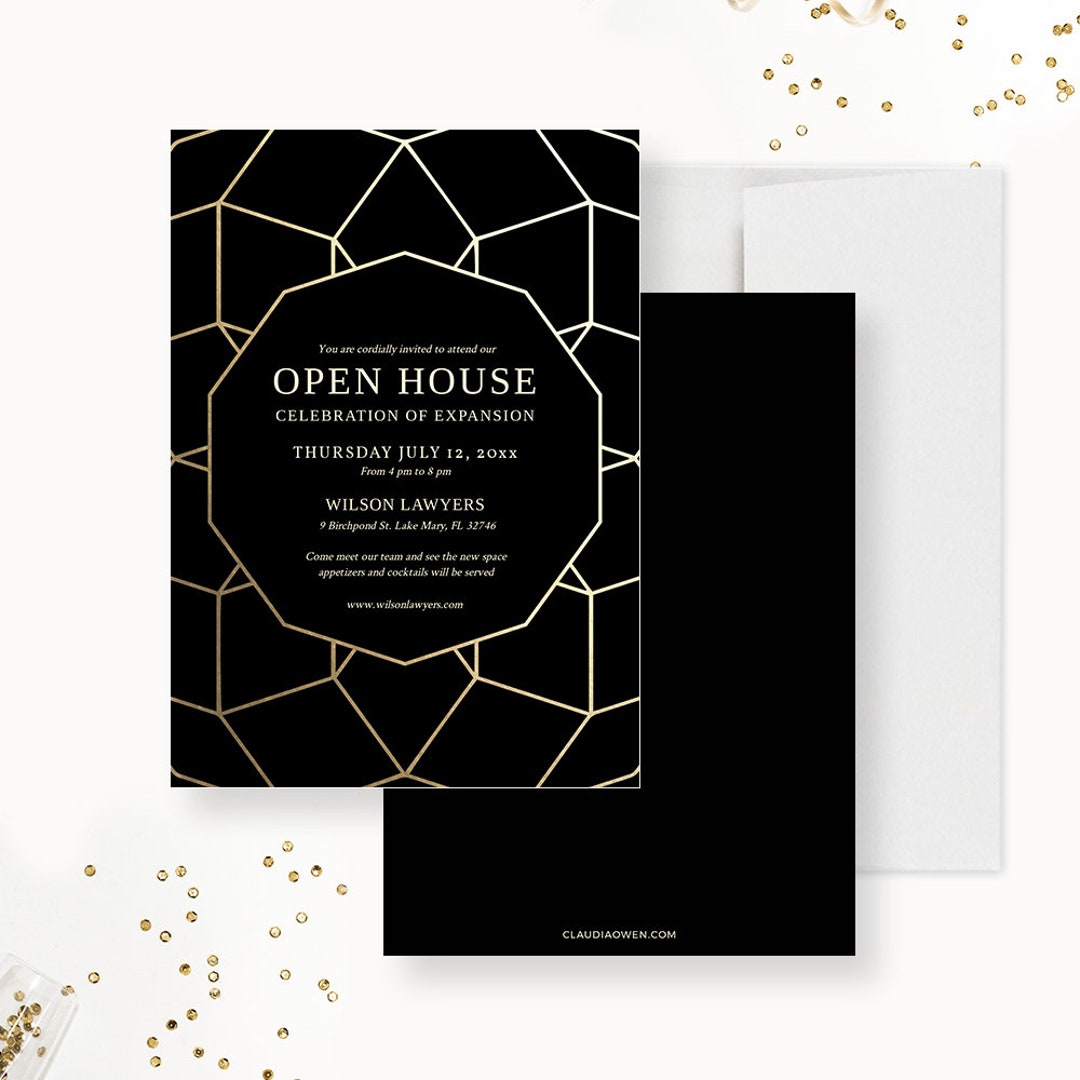 Open House Invitation Editable Template, Corporate Party Invite ...