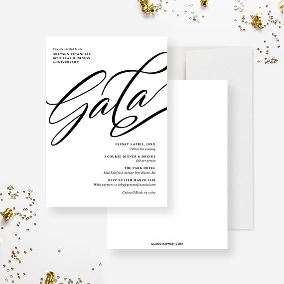 Gala Invitation Editable Template Professional Event | Etsy