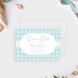 Couple’s Shower Party Invitation With Beautiful Bold Geometric Pattern ...