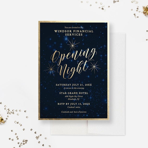 Opening Night Printable Invitation Template Starry Night Sky - Etsy