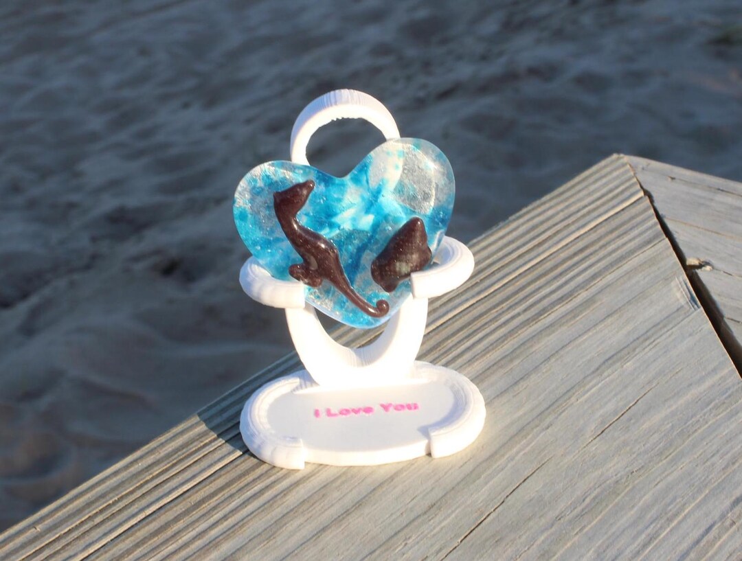 Personalized Fused Glass Heart Stand | Custom Name Engraved Display ...