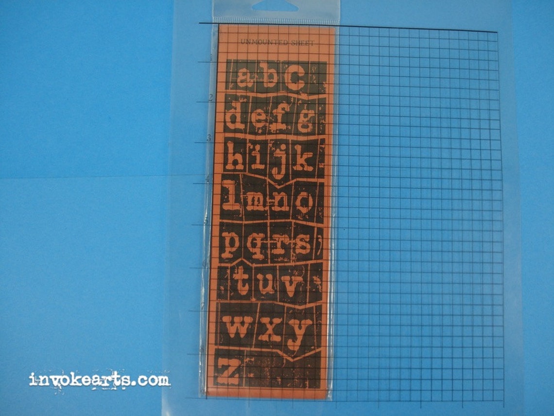 Grungy Letters Reverse Alphabet Unmounted Stamp / Invoke Arts | Etsy