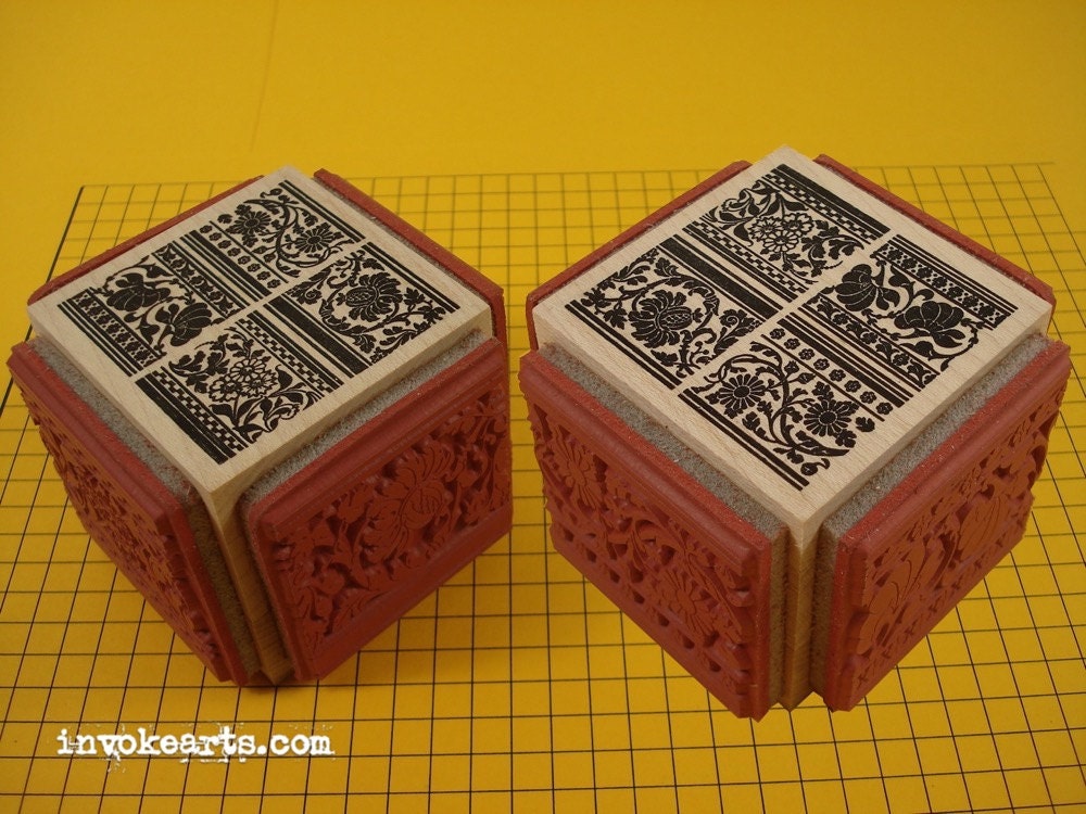 Floral Patterns Cube Stamp / Invoke Arts Collage Rubber Stamps - Etsy