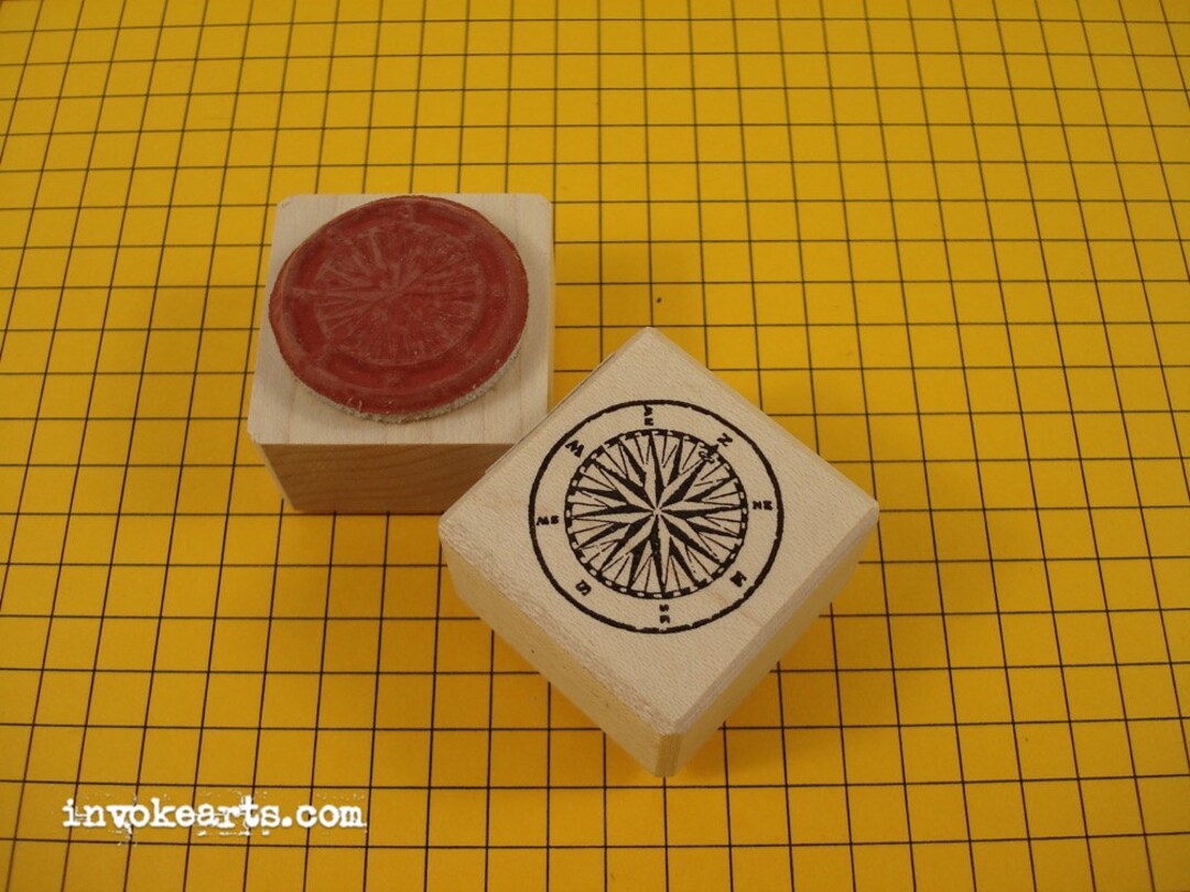 Small Compass Stamp/ Invoke Arts Collage Rubber Stamps - Etsy