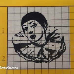 Pierrot's Head Face Stamp / Invoke Arts Collage Rubber Stamps - Etsy