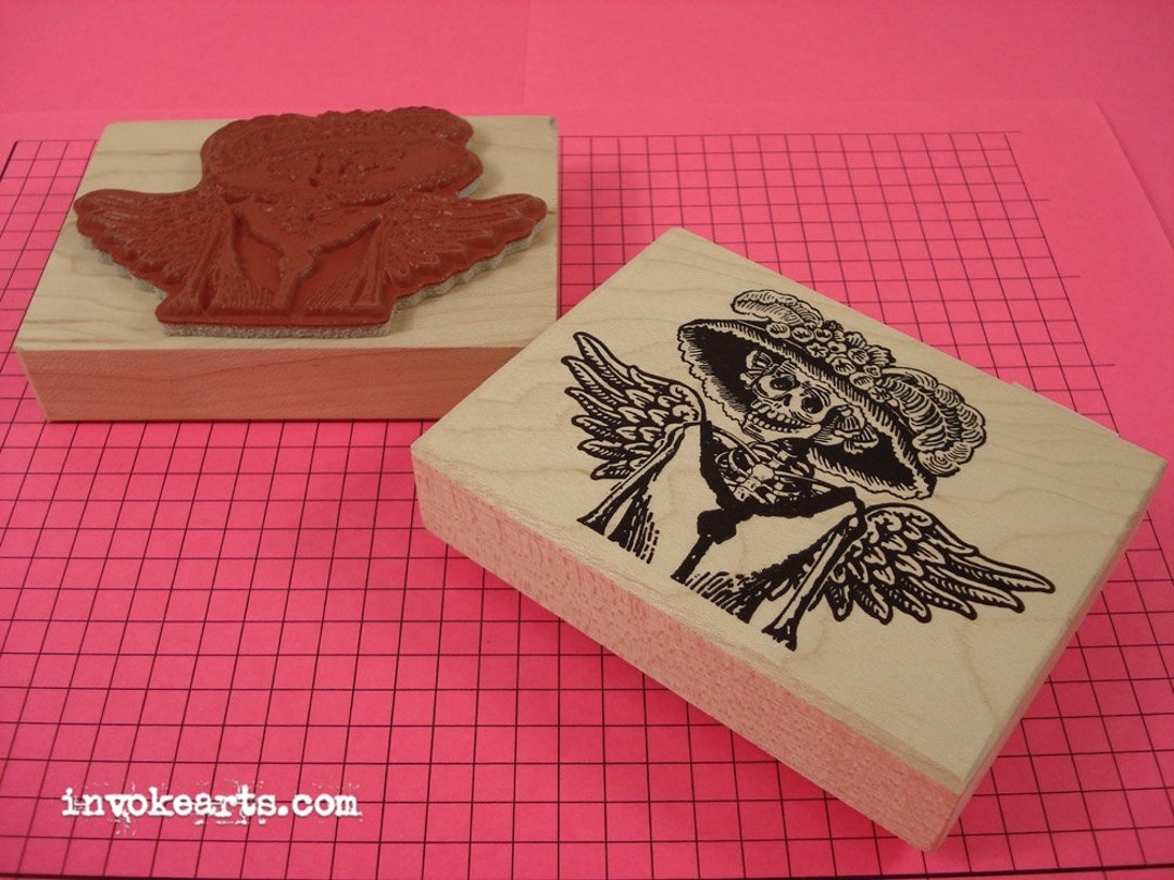 Angel Catrina Stamp / Invoke Arts Collage Rubber Stamps - Etsy