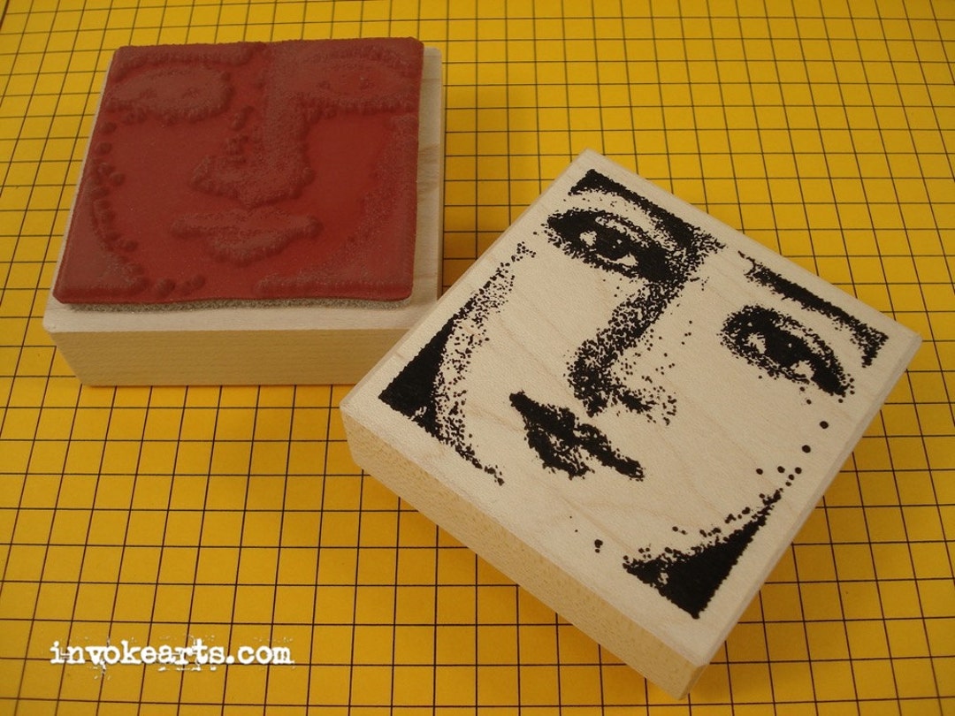 Large Pauline Face Stamp / Invoke Arts Collage Rubber Stamps - Etsy