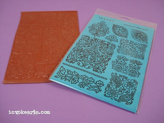 Sale / Textile Patterns / Invoke Arts Collage Rubber Stamps / | Etsy