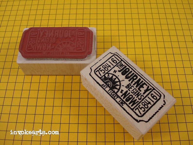 Journey Ticket Stamp / Invoke Arts Collage Rubber Stamps | Etsy