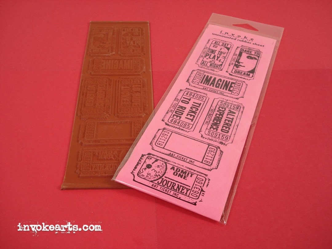 Art Tickets / Invoke Arts Collage Rubber Stamps / Unmounted Stamp Set ...