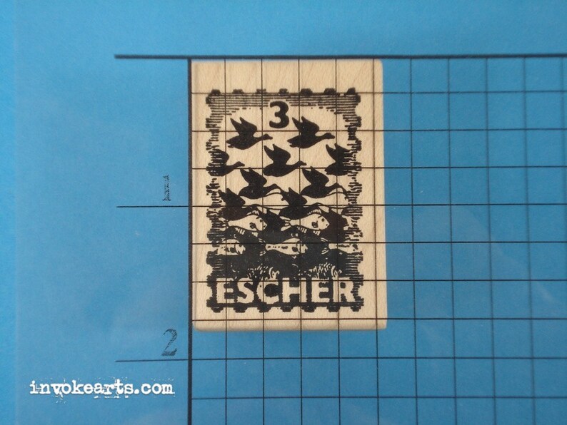 Escher Post Stamp / Postoid / Invoke Arts Collage Rubber | Etsy