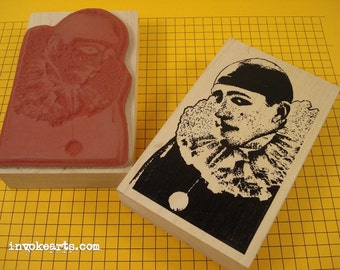 Pierrot's Head Face Stamp / Invoke Arts Collage Rubber | Etsy