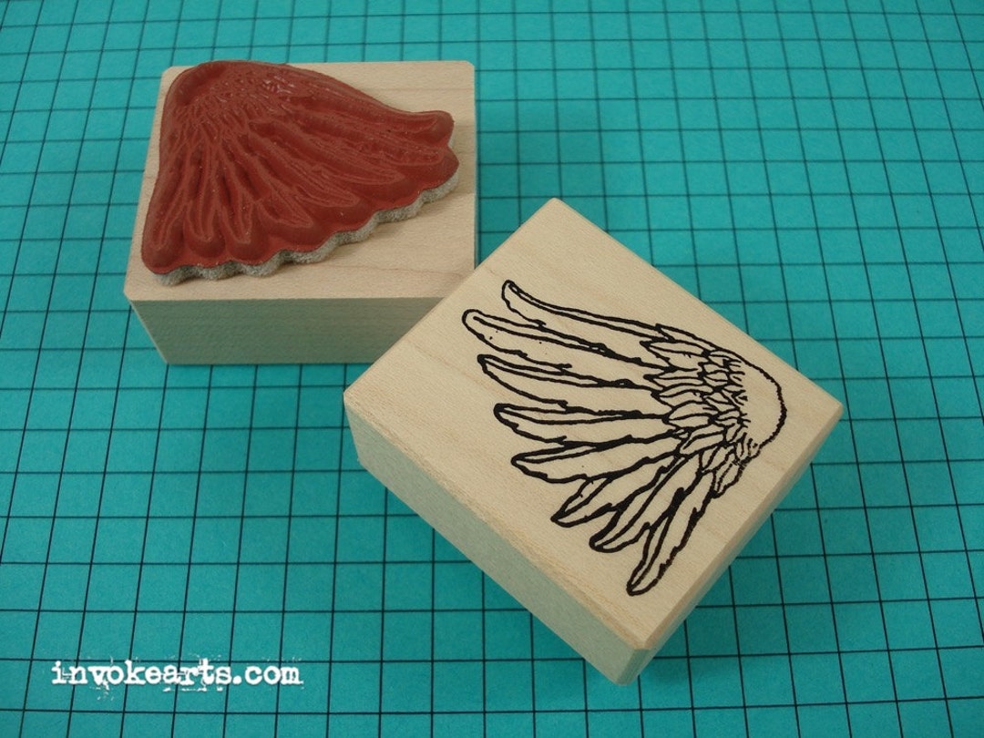 Cherub Wing Left Stamp / Invoke Arts Collage Rubber Stamps - Etsy