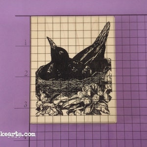 Bird on Nest Stamp / Invoke Arts Collage Rubber Stamps - Etsy