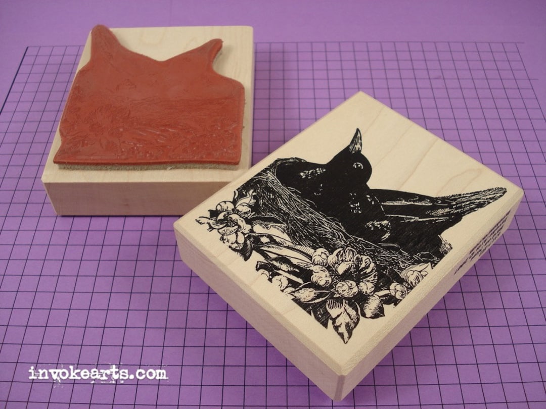 Bird on Nest Stamp / Invoke Arts Collage Rubber Stamps - Etsy