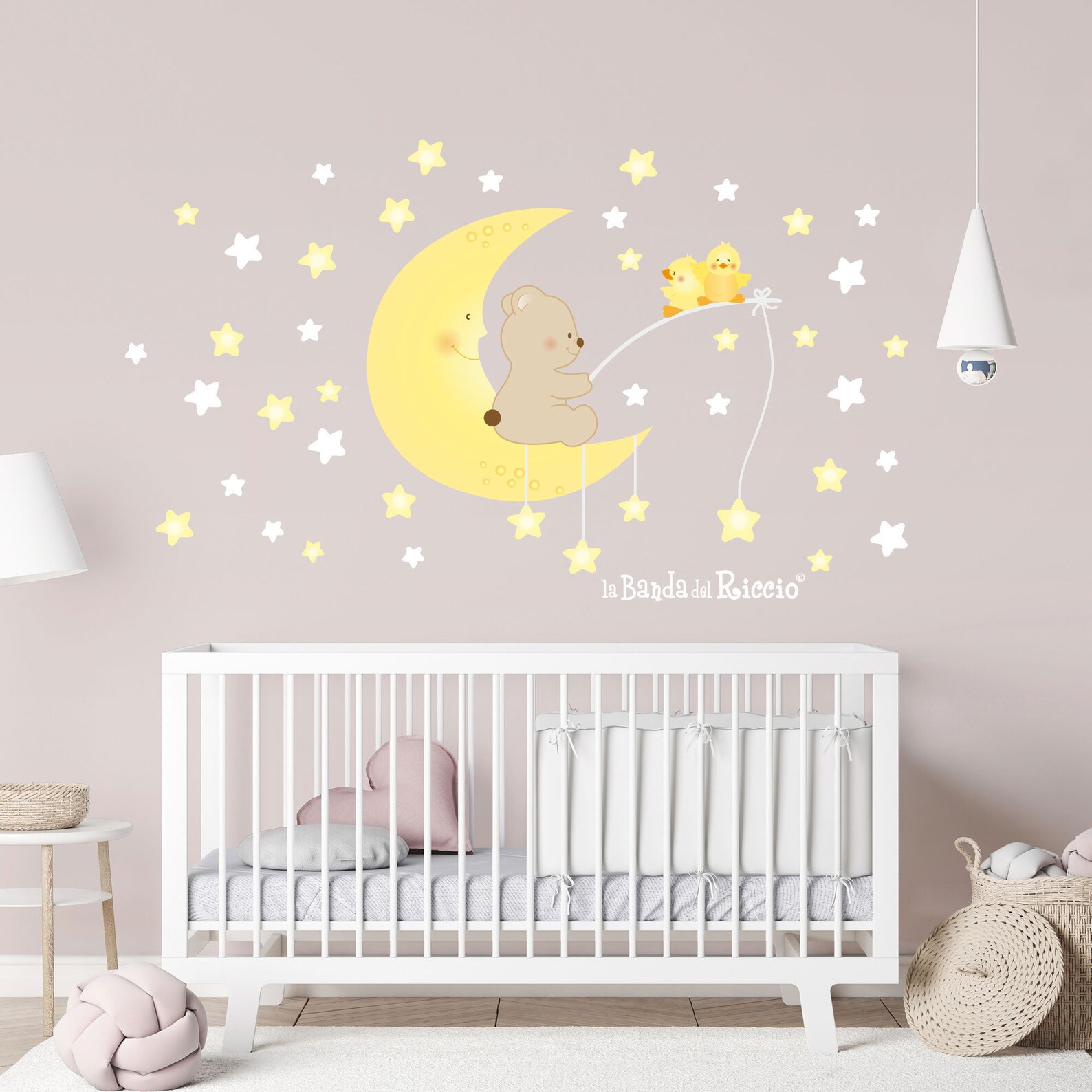 Fabric Wall Decals Fluo Stars Wall Stickers Baby Nursery Baby Fabric ...