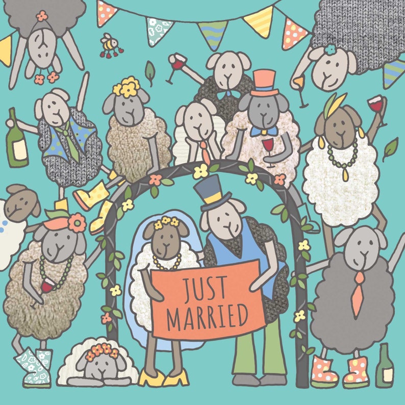 Sheep Wedding Card: Lake District Newlyweds Congratulations - Etsy